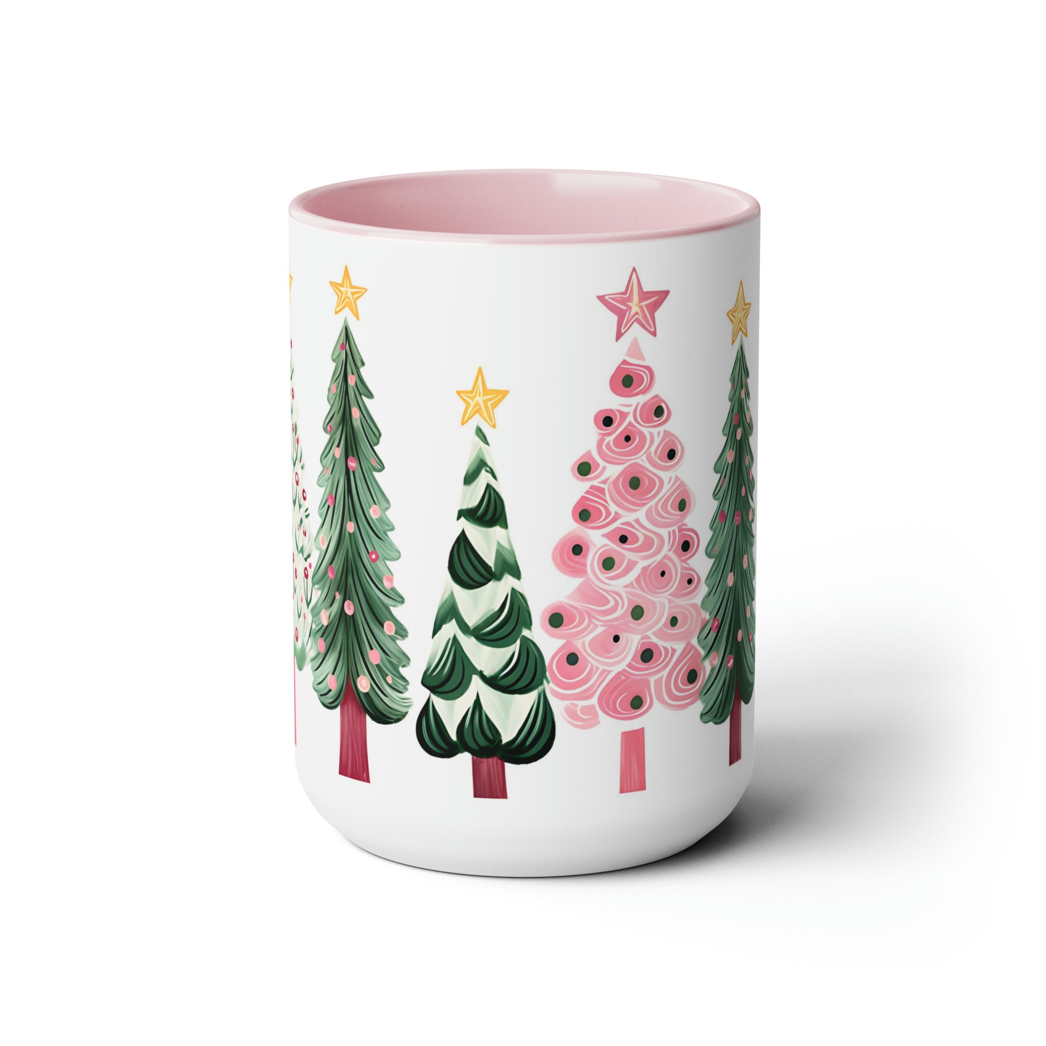 Enchanting Pink Christmas Dreams 15oz Two-tone Ceramic Coffee Cup ...