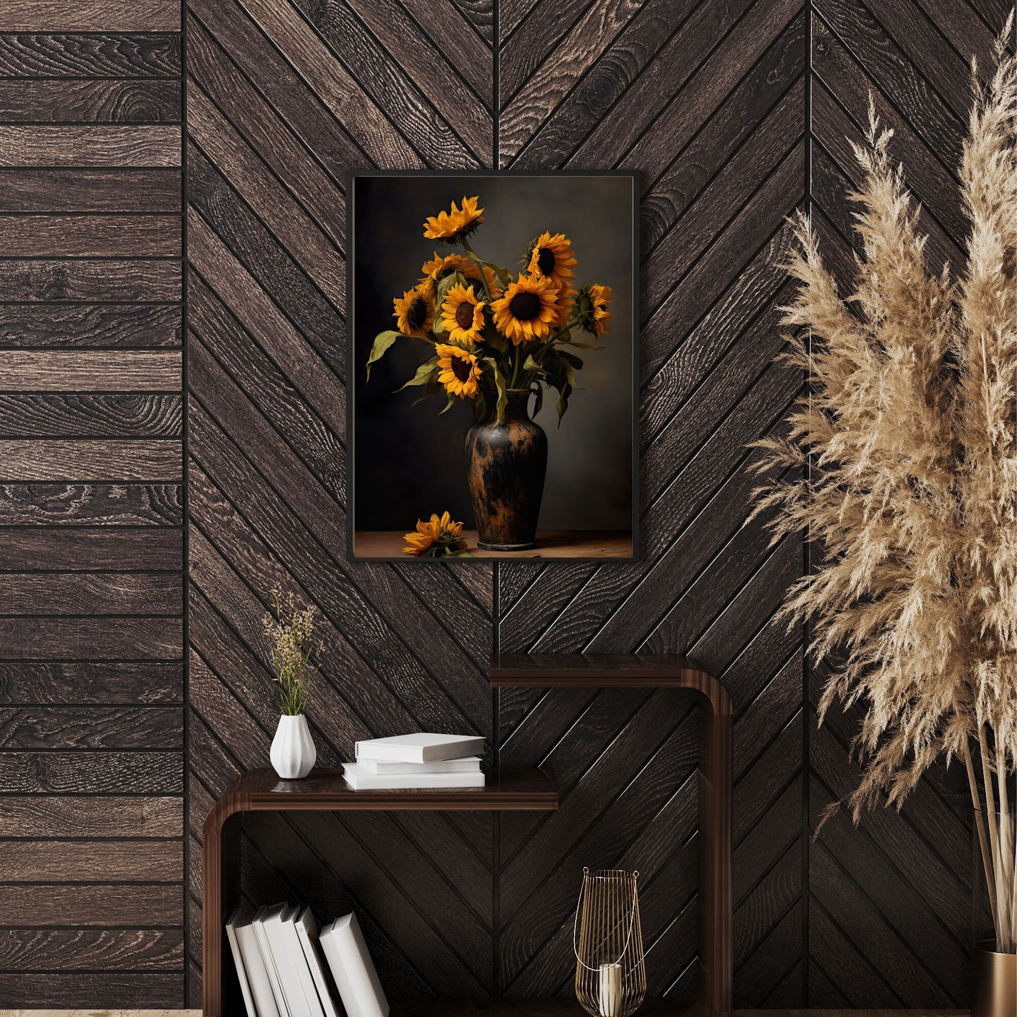 Enchanted Sunflowers Vintage Dark Academia Cottagecore Unframed Premium ...