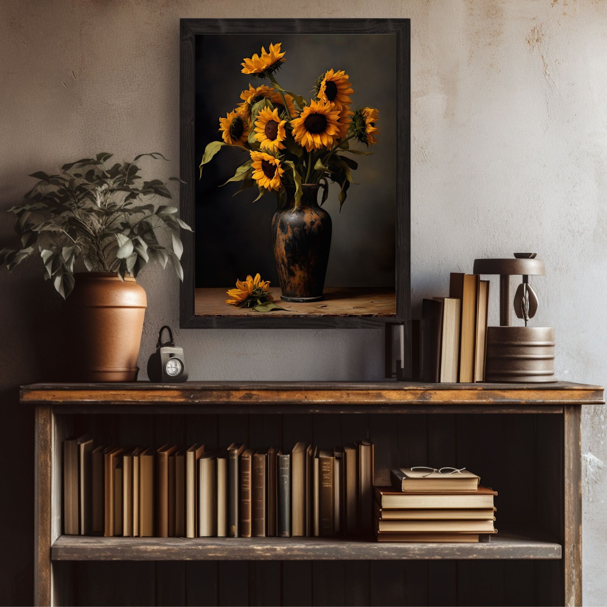 Enchanted Sunflowers Vintage Dark Academia Cottagecore Unframed Premium ...