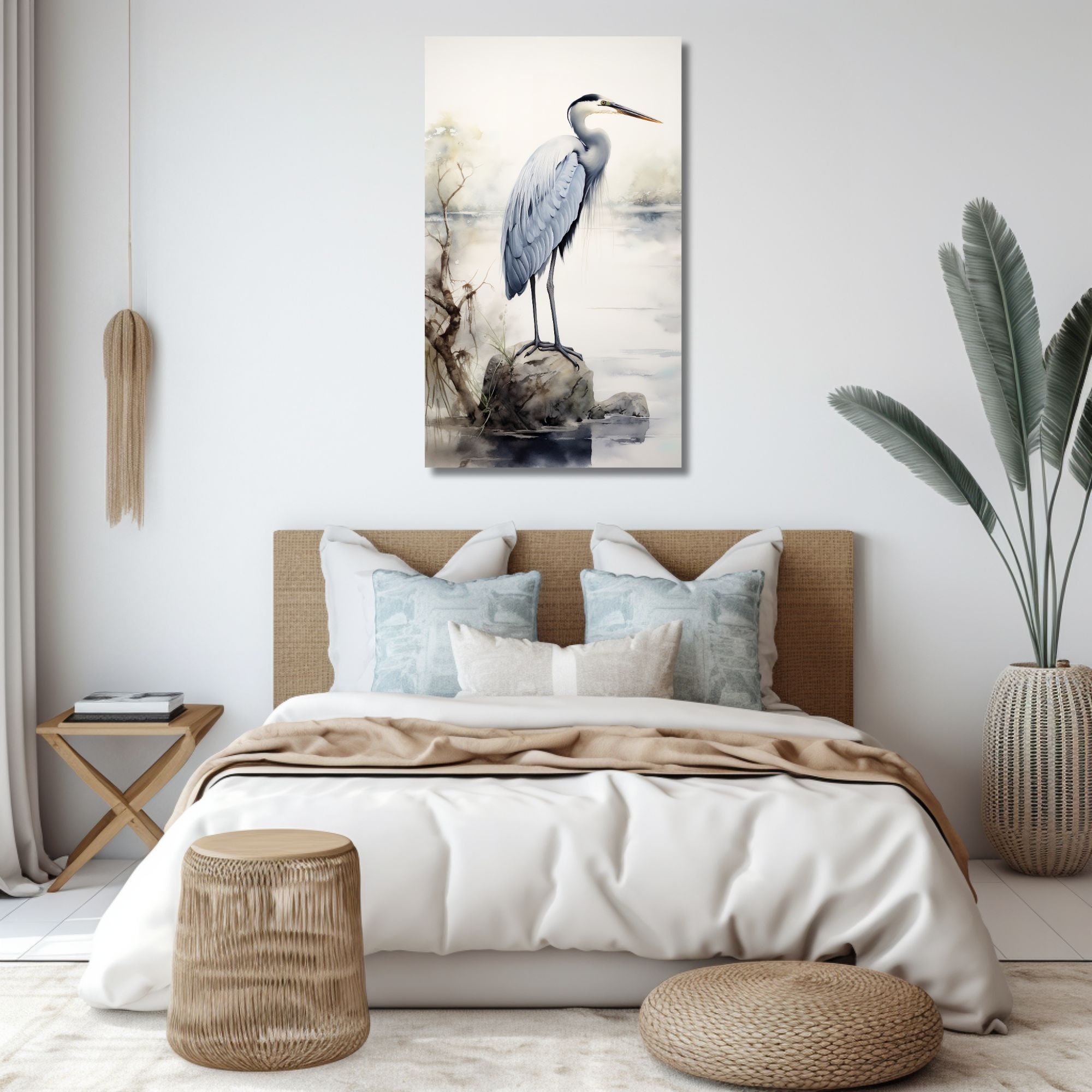 Great Blue Heron Painting Animal Wall Art Wildlife Art Bird Art for ...