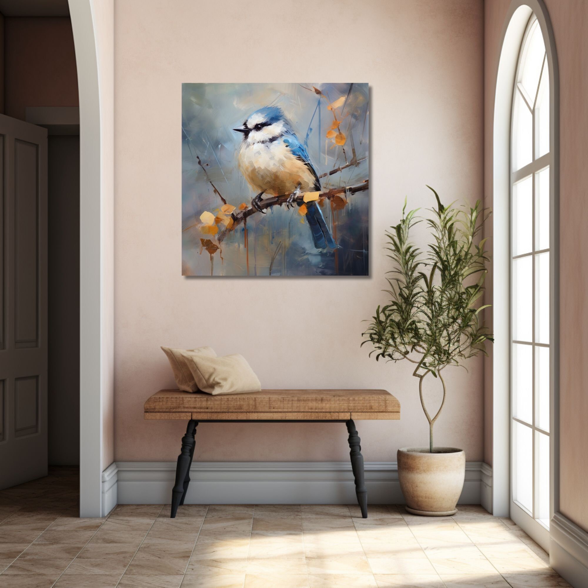 Enchanted Aviary Tufted Titmouse Bird Painting Oil Painting Bird Art ...