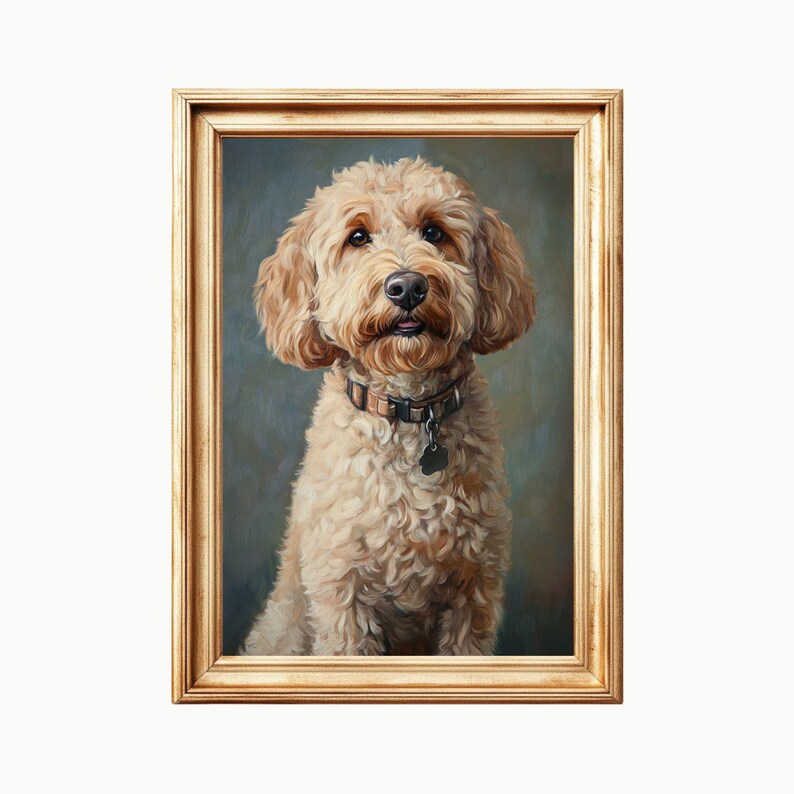Goldendoodle Portrait Print, Adorable Dog Painting, Unframed Matte ...