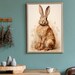 Vintage Brown Bunny Painting Floral Rabbit Portrait Animal Art Print ...