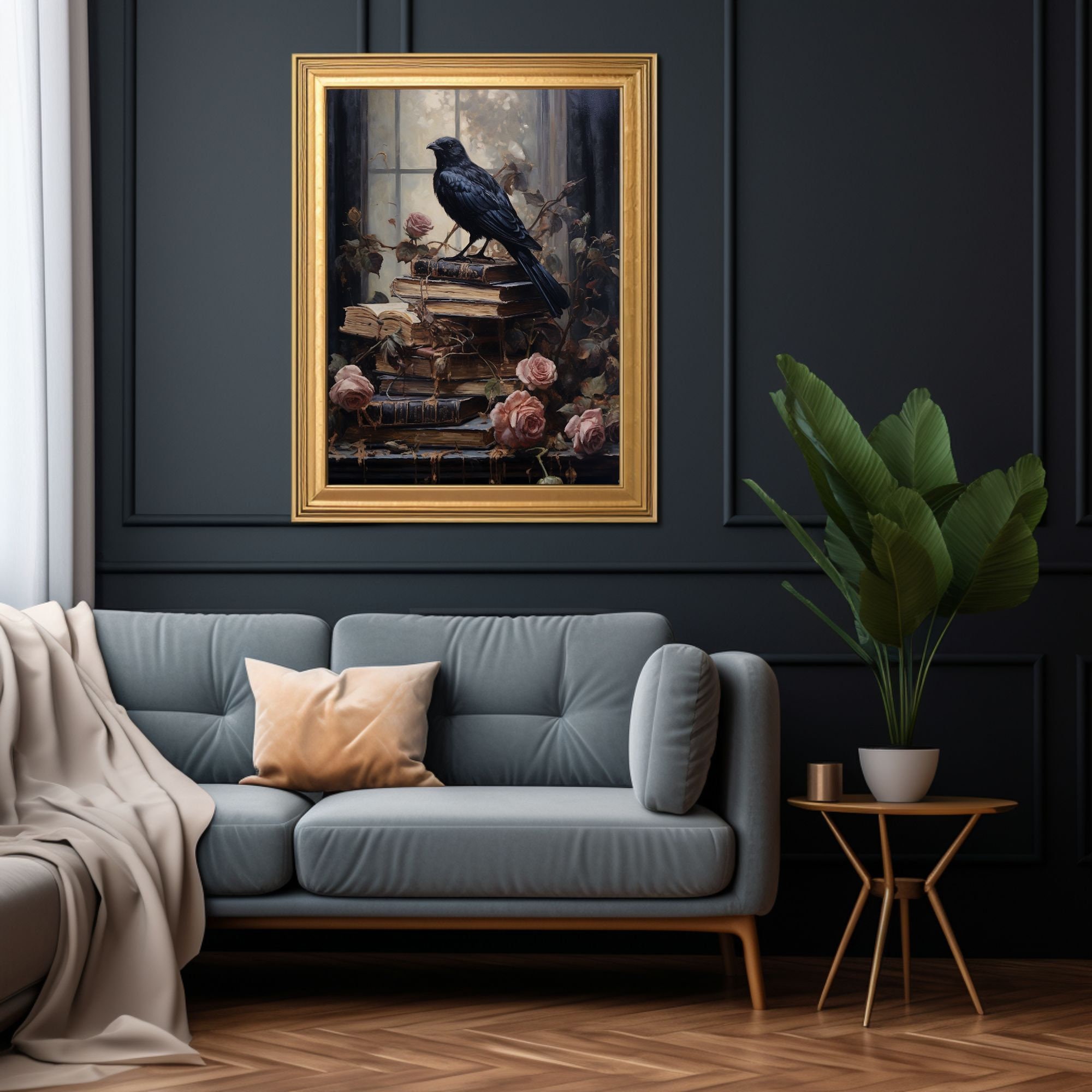 Enchanted Raven and Roses Artwork - Vintage Victorian Style Decor ...