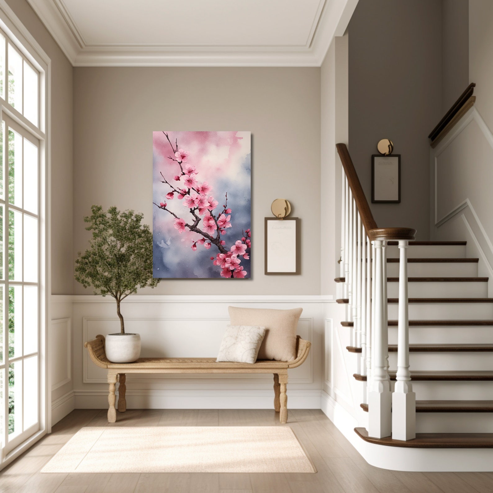 Watercolor Painting Sakura Japanese Cherry Blossom, Floral Art, Spring ...