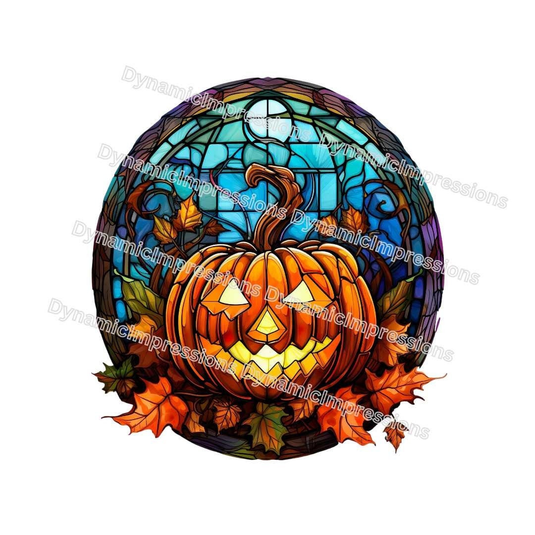Stained Glass Pumpkin Fall Clip Art | Wreath Signs | Halloween Clip Art ...
