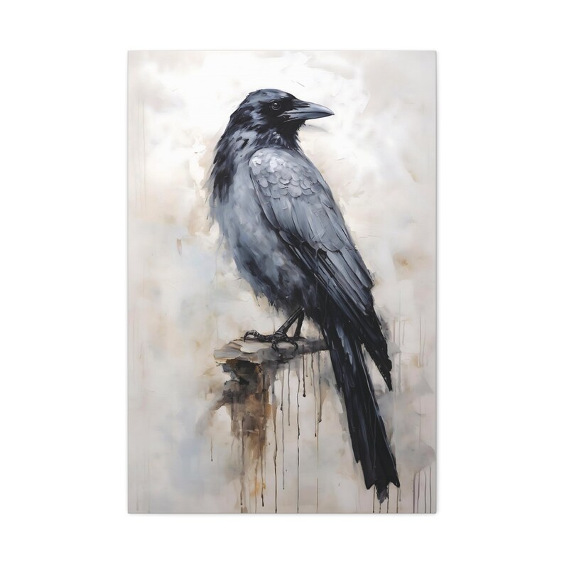 Enchanted Raven's Gaze - Bird Lovers' Decor - Abstract Oil Painting ...