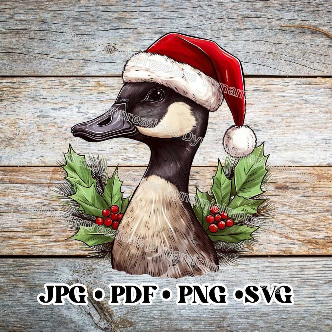 Christmas Goose Holiday Clip Art Xmas Bird With Hat & Holly Canada ...