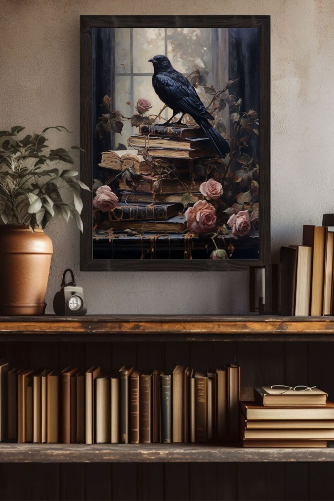 Enchanted Raven and Roses Artwork Vintage Victorian Style Decor Dark ...