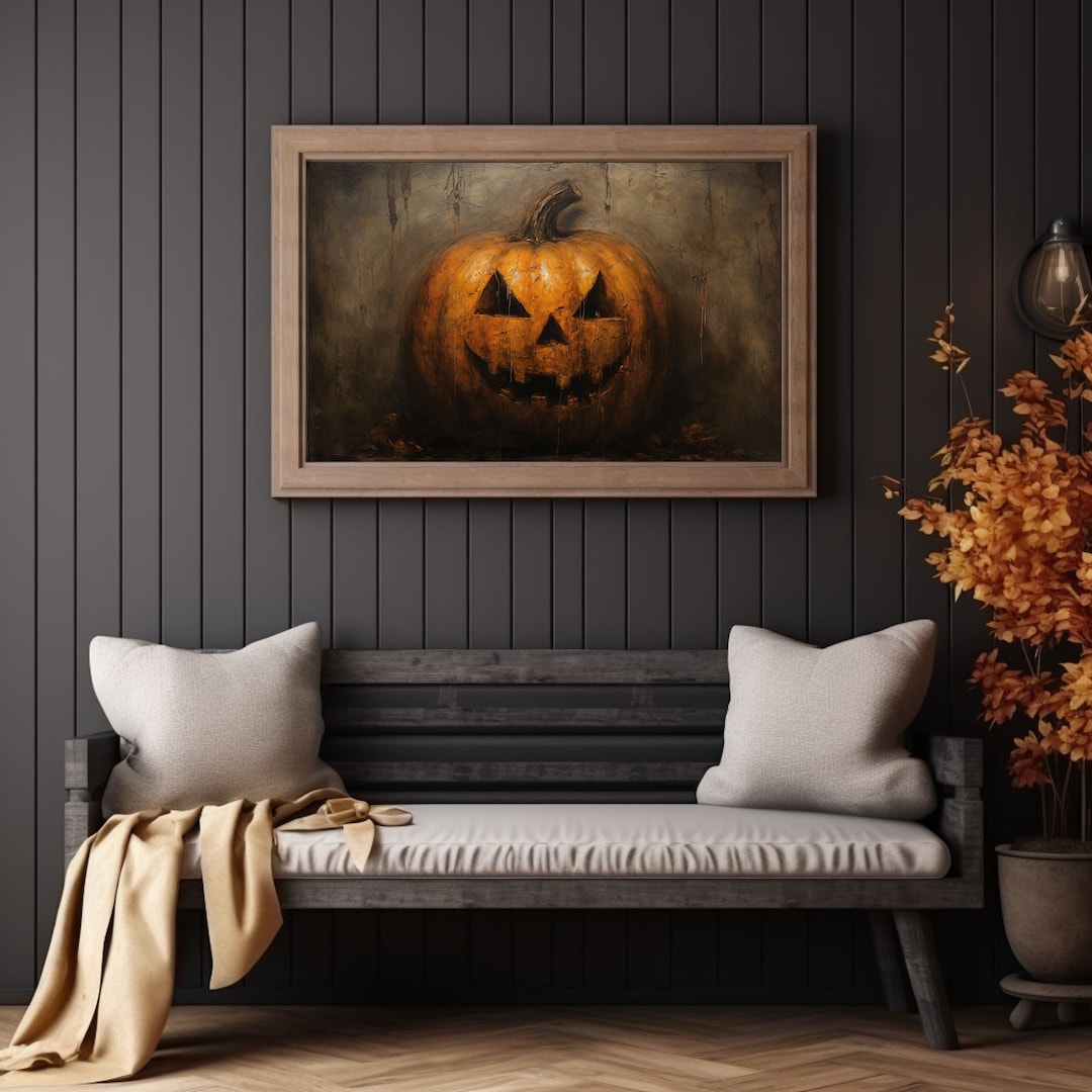 Spooky Halloween Decor - Rustic Jack O'lantern - Fall Art Print - Still ...
