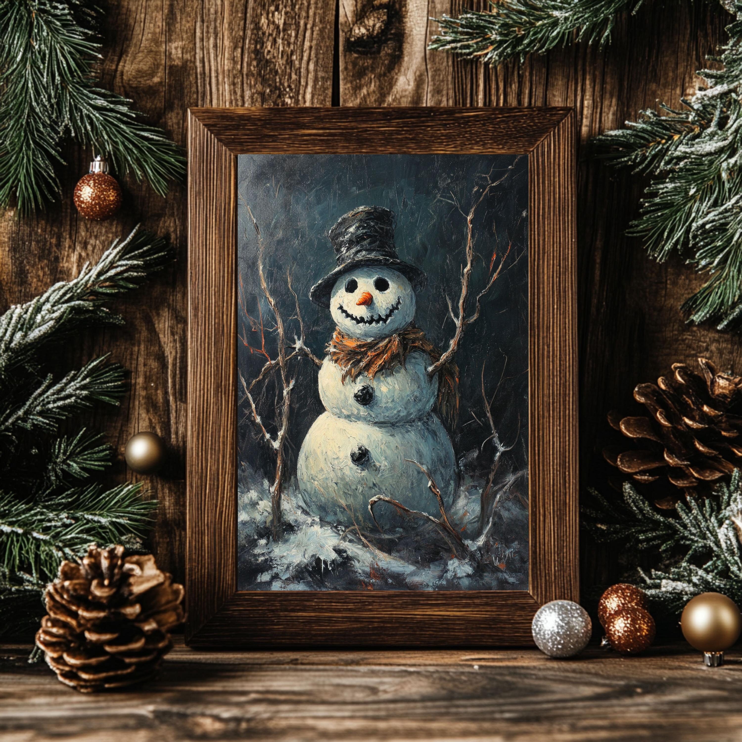 Enchanted Frostbite: Scary Snowman - Spooky Christmas Poster - Unique ...