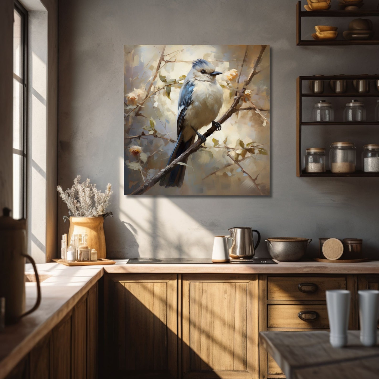Titmouse Bird Painting - Tufted Titmouse Oil Painting - Bird Art ...