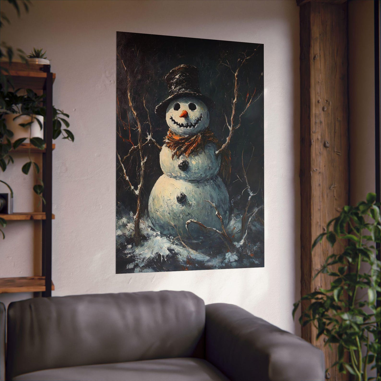 Enchanted Frostbite: Scary Snowman - Spooky Christmas Poster - Unique ...