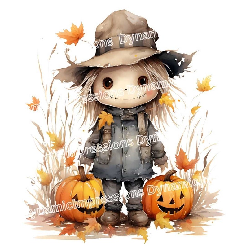 Cute Fall Scarecrow Clipart Pumpkin Autumn Harvest Graphics - Etsy