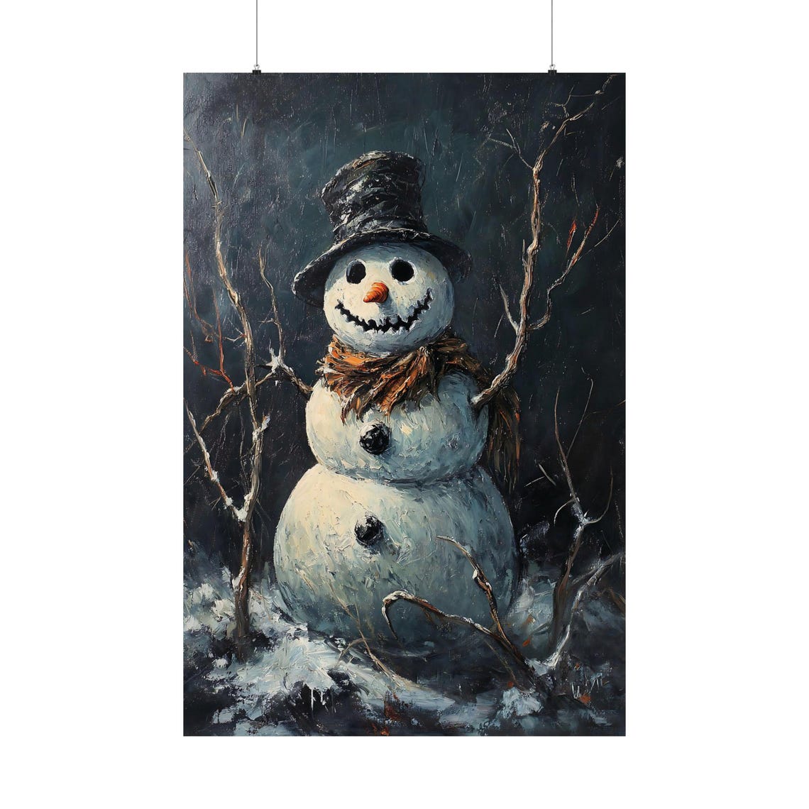 Enchanted Frostbite: Scary Snowman - Spooky Christmas Poster - Unique ...