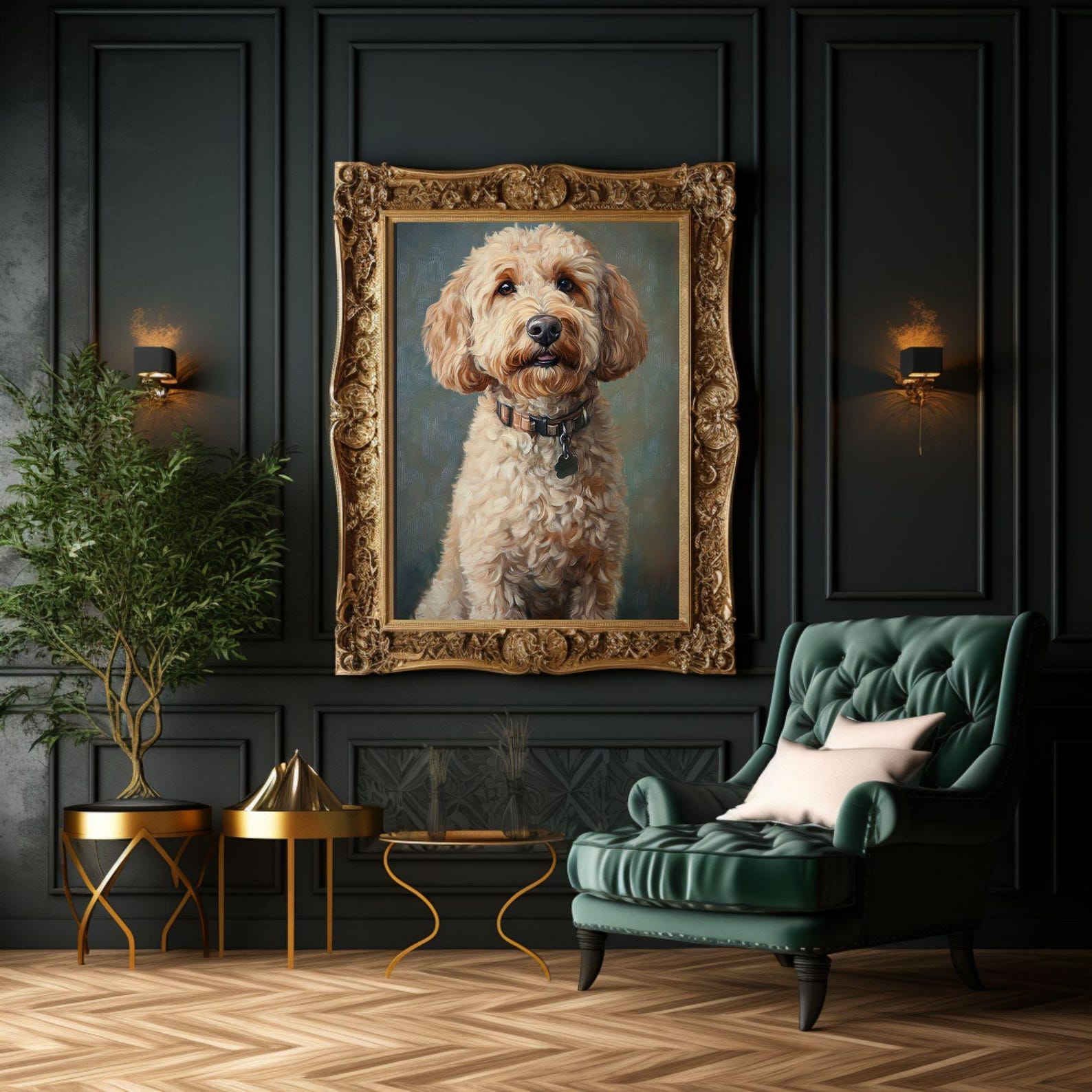 Goldendoodle Portrait Print, Adorable Dog Painting, Unframed Matte ...