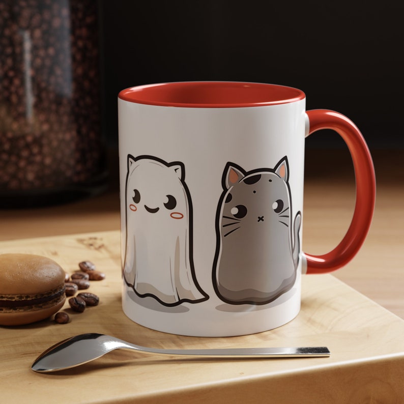 Ghost Cat Mug - Ghost Pattern Mug - Spooky Mug - Cute Halloween Mug ...