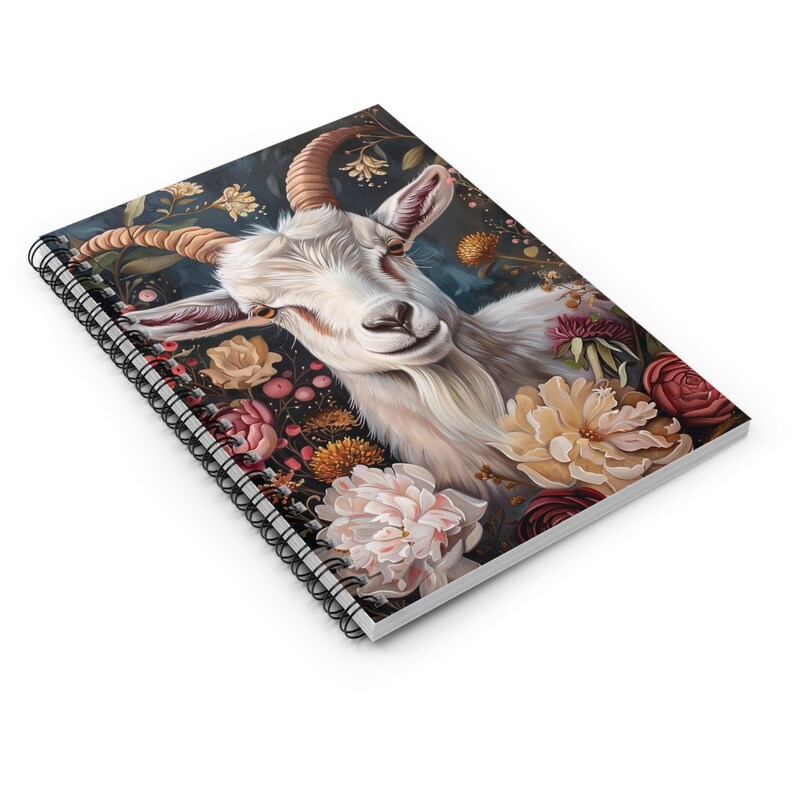 Floral Goat Design Spiral Notebook 6x8 Ruled Goat Lovers Gift Unique ...