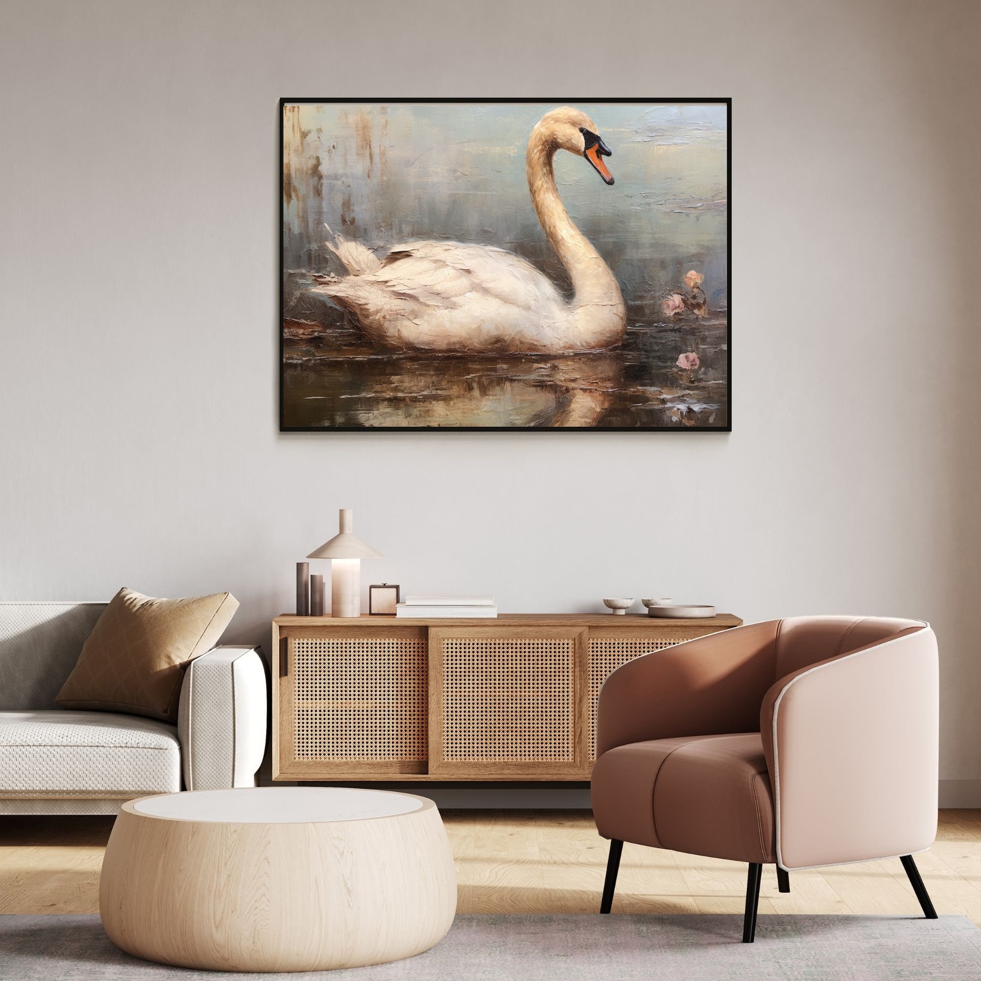 Vintage Victorian Swan Oil Style Painting Swan Art - Etsy