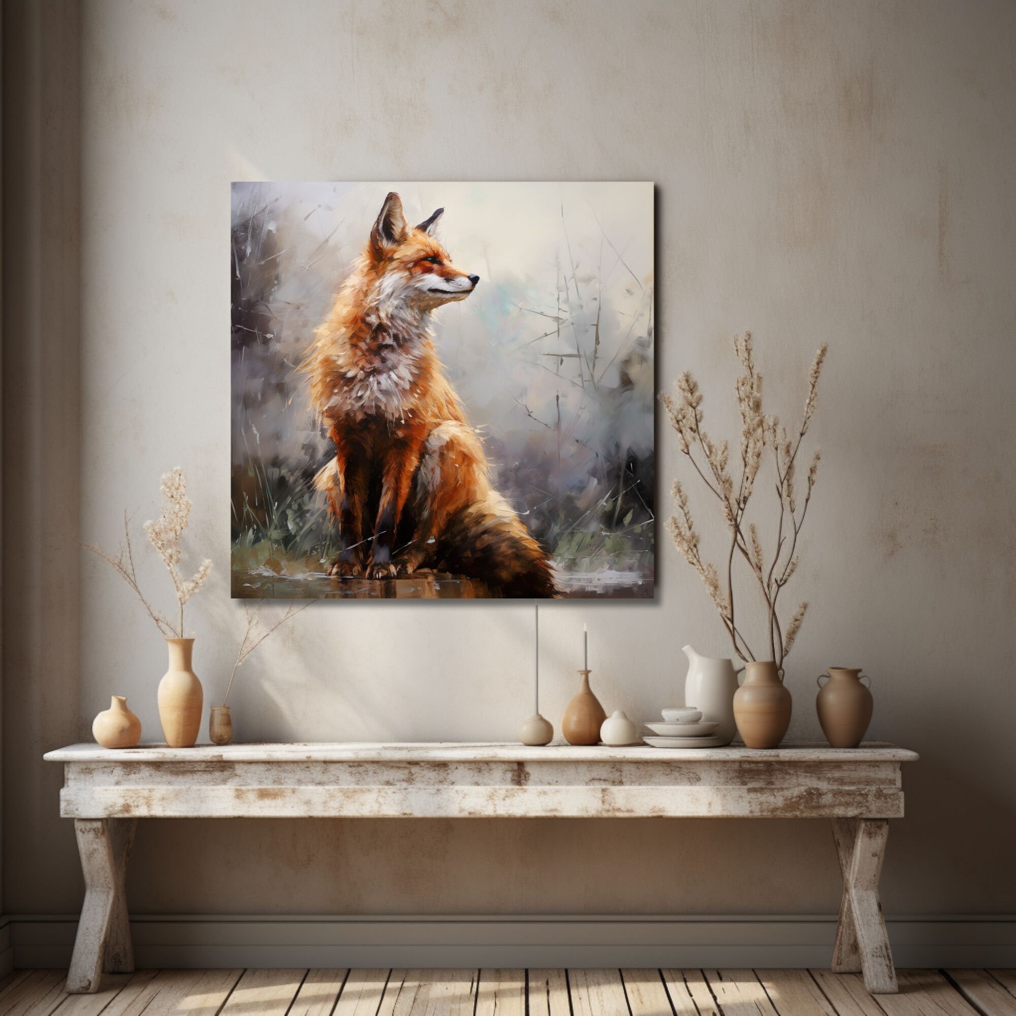 Red Fox in Nature Nature-inspired Art Wildlife Oil Painting Wall Art ...