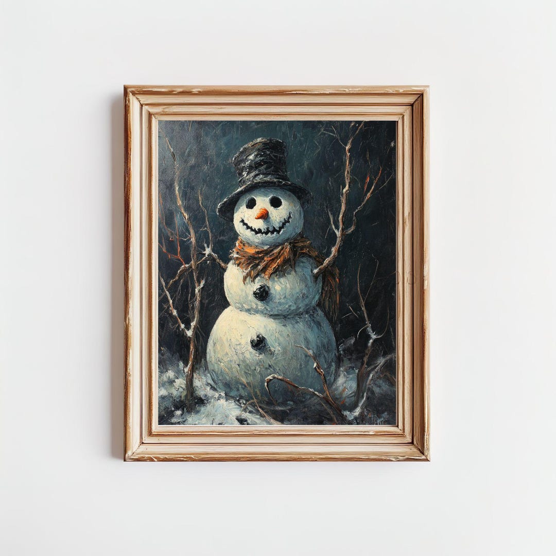 Enchanted Frostbite: Scary Snowman - Spooky Christmas Poster - Unique ...