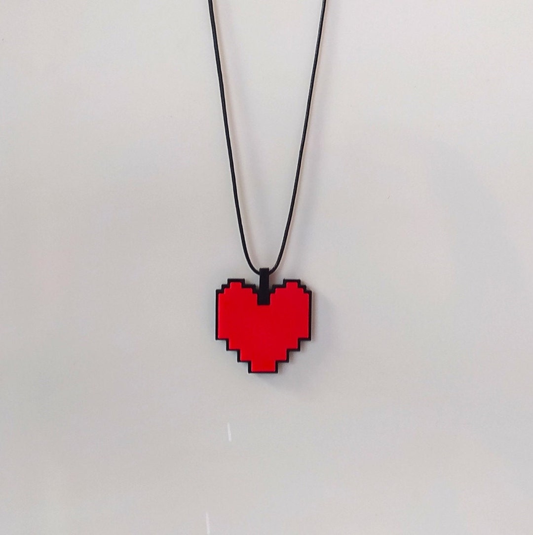 Undertale Necklace Undertale Cosplay 8bit Pixel Heart - Etsy