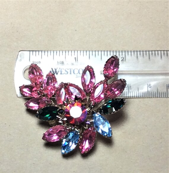 1950's VTG Floral Marquise Rhinestones Pin/Brooch Spa… - Gem