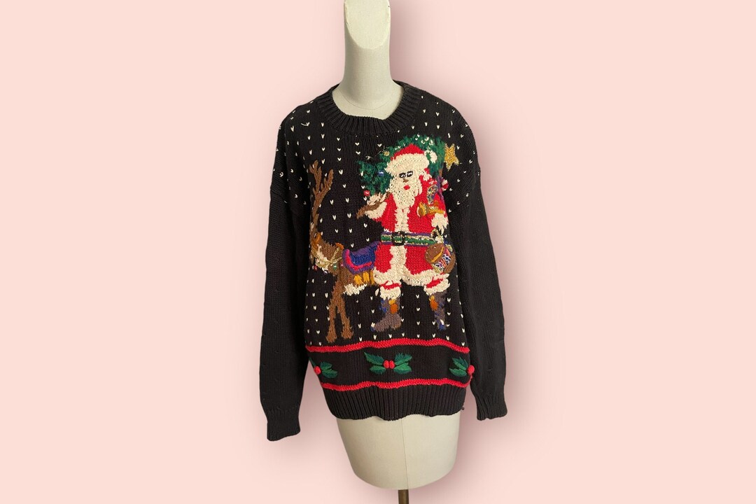 Vintage 90s Santa Sweater - Etsy