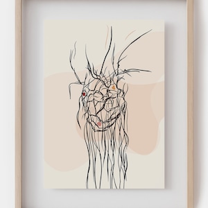 One Line Heart Anatomy Art Print-modern Art- Cardiologist ...