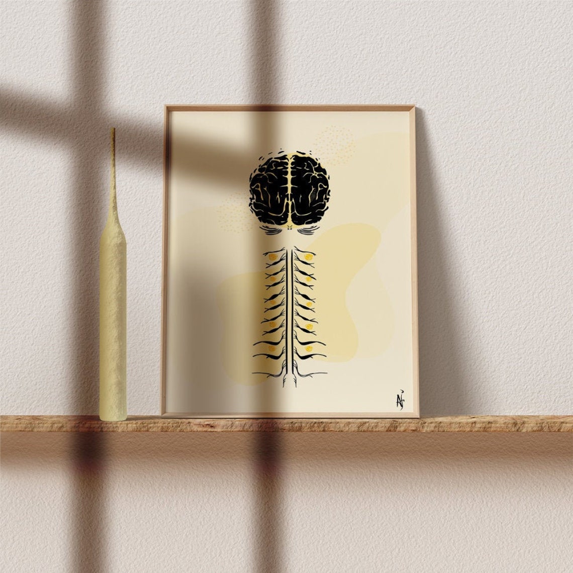 Brain Spinal Cord Anatomy Art Print-minimalist Neuroanatomy | Etsy