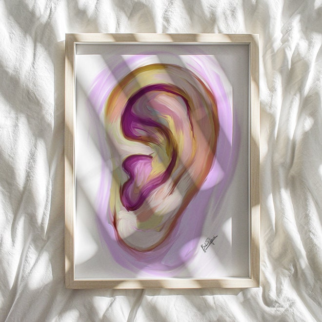 Abstract ear artwork external ear art print ENT art | Etsy