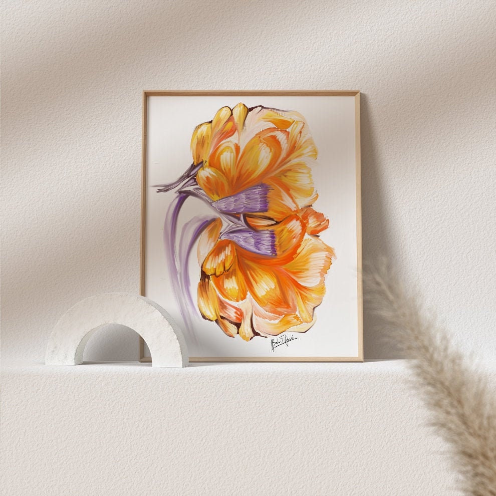 Floral Kidney Anatomy Art Print Nephrology Wall Art-urologist | Etsy