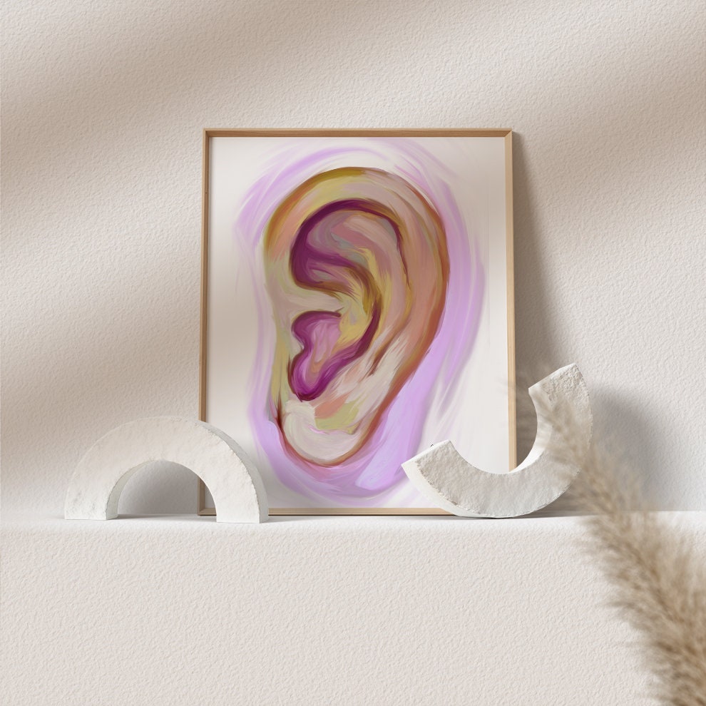 Abstract ear artwork external ear art print ENT art | Etsy