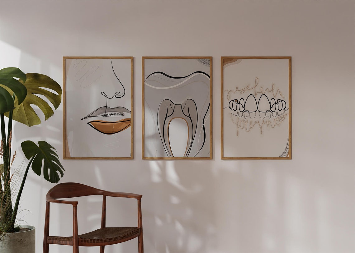 Teeth Line Art Printdental Wall Art Dental Office Decor - Etsy