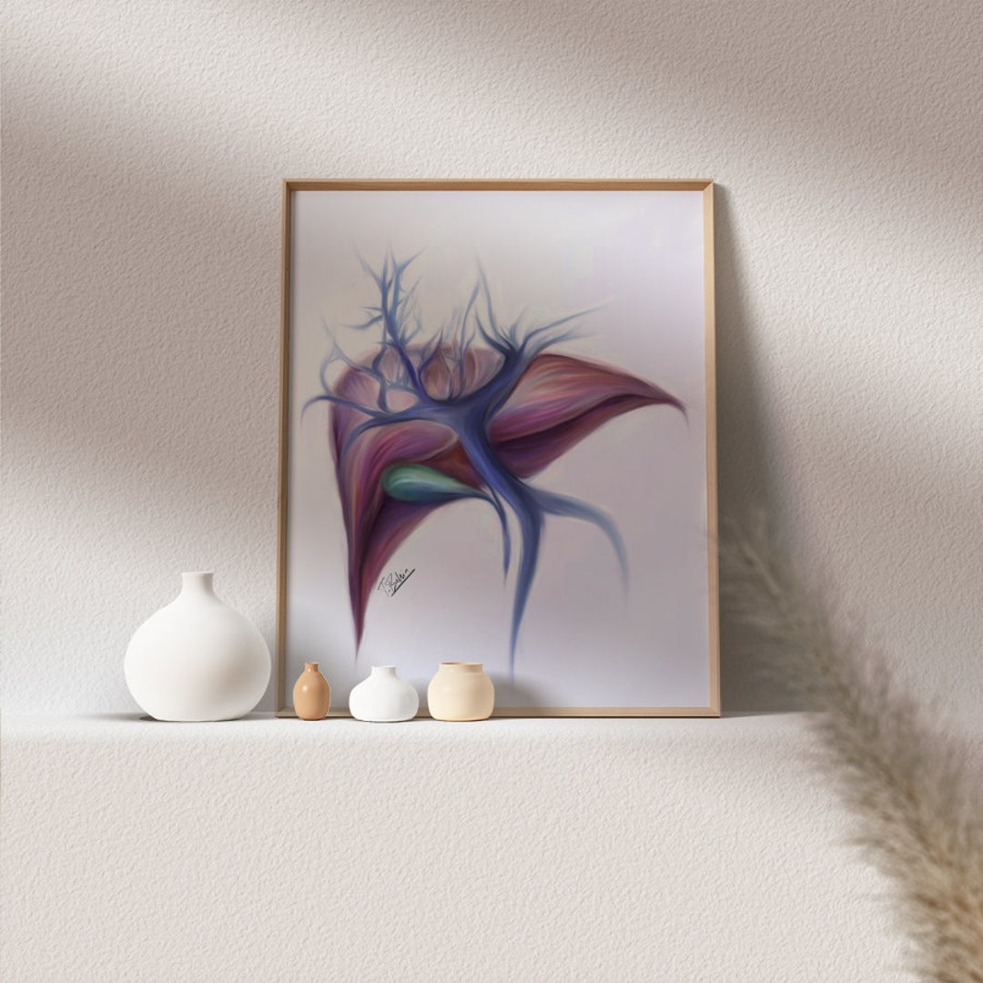 Liver Anatomy Art Print-liver Artwork-vena Port System-hepatology Art ...