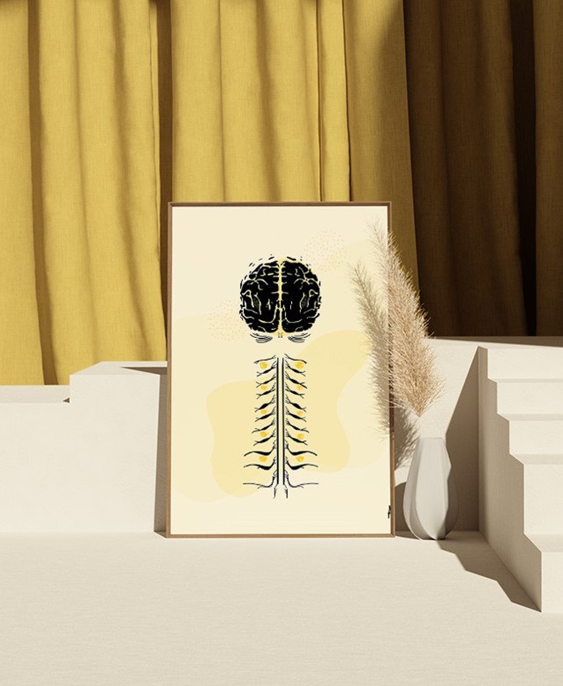 Brain Spinal Cord Anatomy Art Print-minimalist Neuroanatomy | Etsy