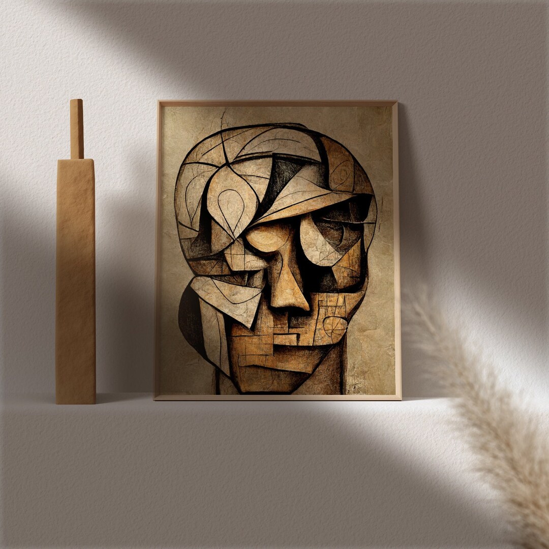 Head Picasso Art,human Brain Wall Art, Brain Scan Art ,brain Art Print ...
