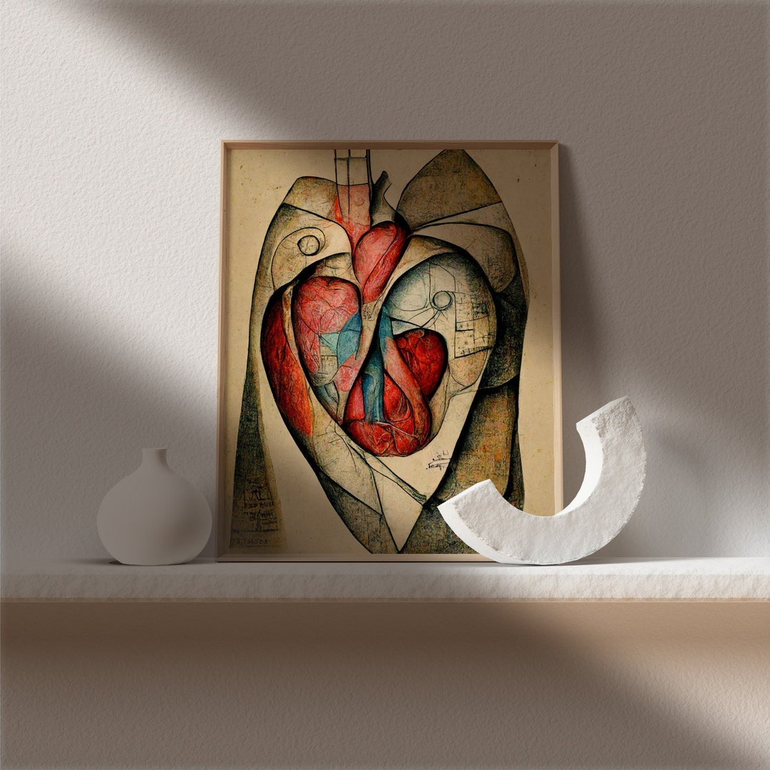 Heart Antomy Picasso Art, Cardiovascular Art,cardiology Art,anatomical ...