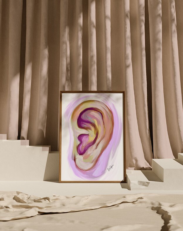 Abstract ear artwork external ear art print ENT art | Etsy