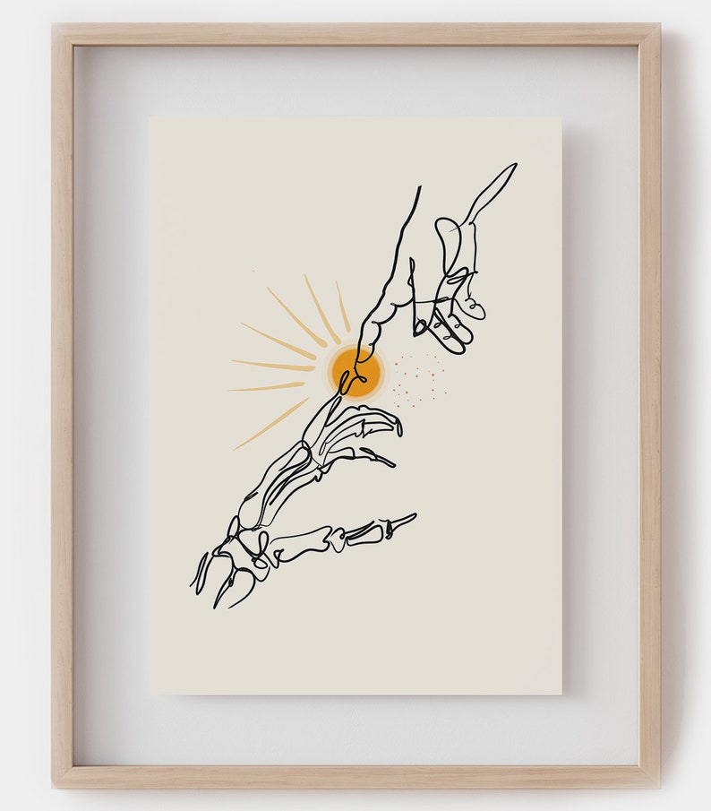 Hand Anatomy Line Art-hand Bones Minimalist Art Print-skeletal - Etsy