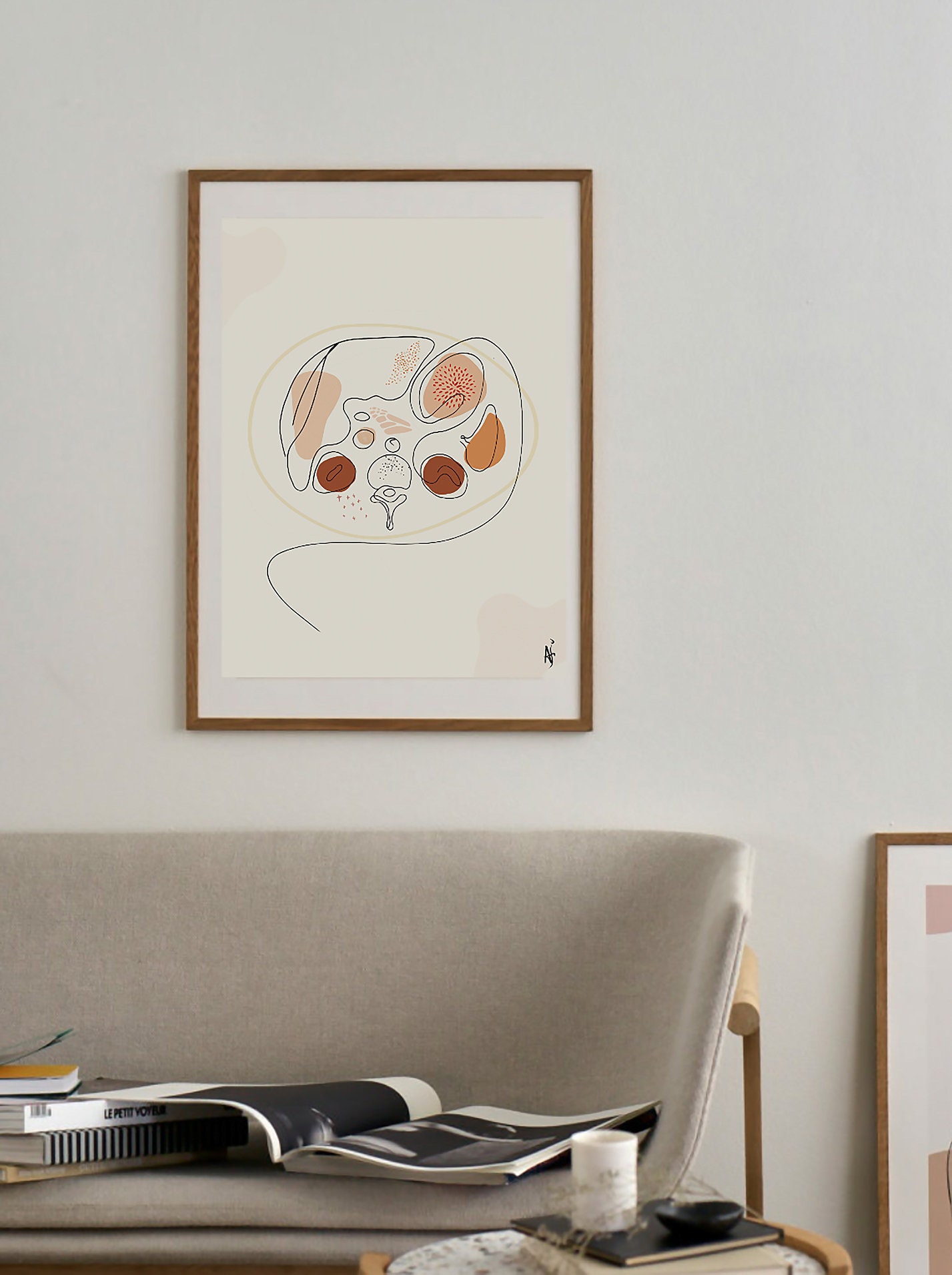 Abdomen Cross Section Anatomy Line Art Print Gastrointestinal - Etsy