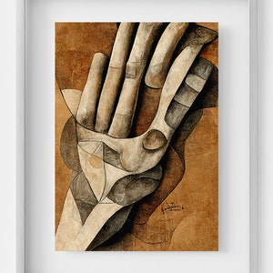 Hands Anatomy Picasso Style Art, Plastic Surgeon Gift,hand Anatomy ...
