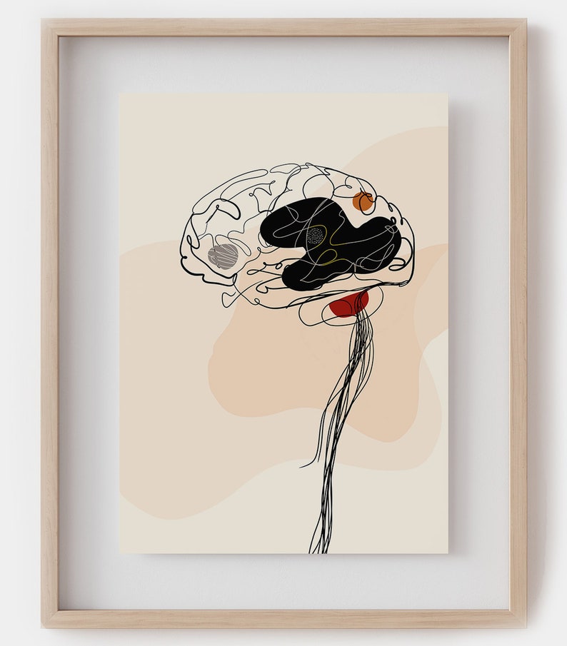 Brain Anatomy Line Art Print-abstract Neurology - Etsy