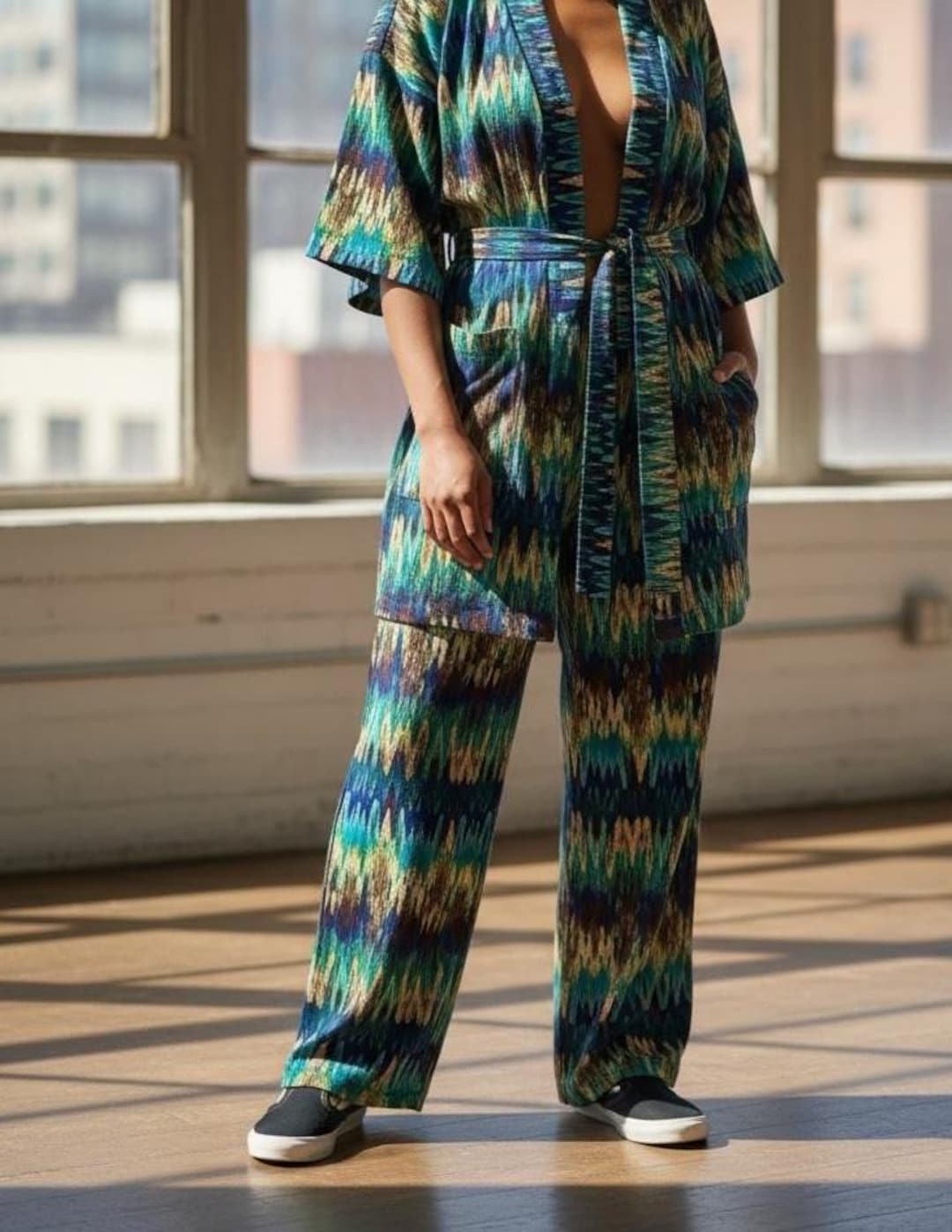 Blue Chevron Print in Blue | Wide Leg Pant (pant Only) - Etsy