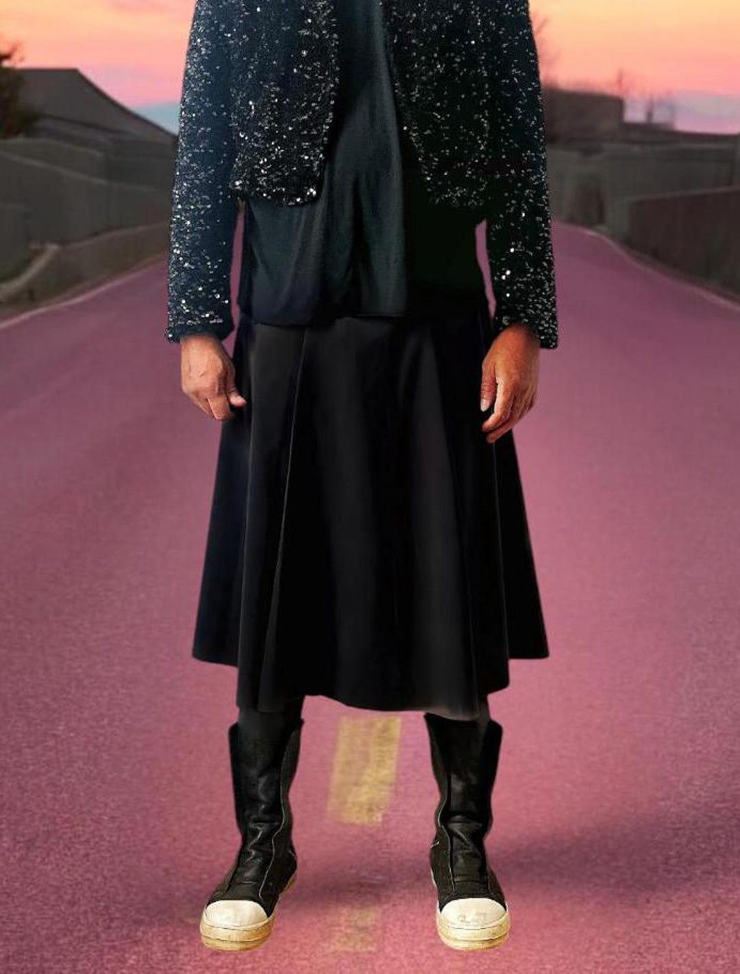 Linen Kilt Black, Simple Skirt for Men, Men Flared Skirt, Pleated Skirt ...