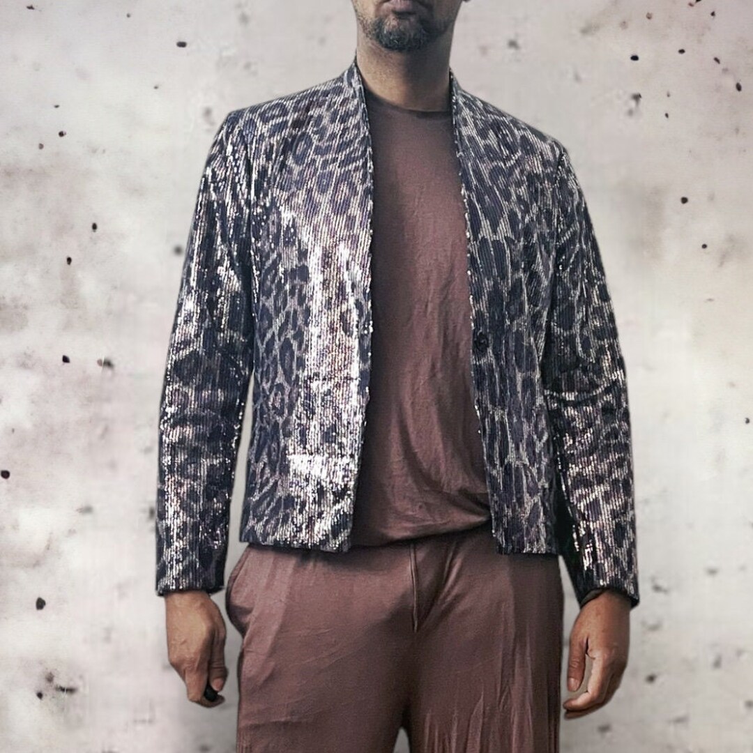 Stylish Purple Cheetah Print Sequin Jacket, Sequins Blazer. Shimmer Formal Jacket, Burningman ...