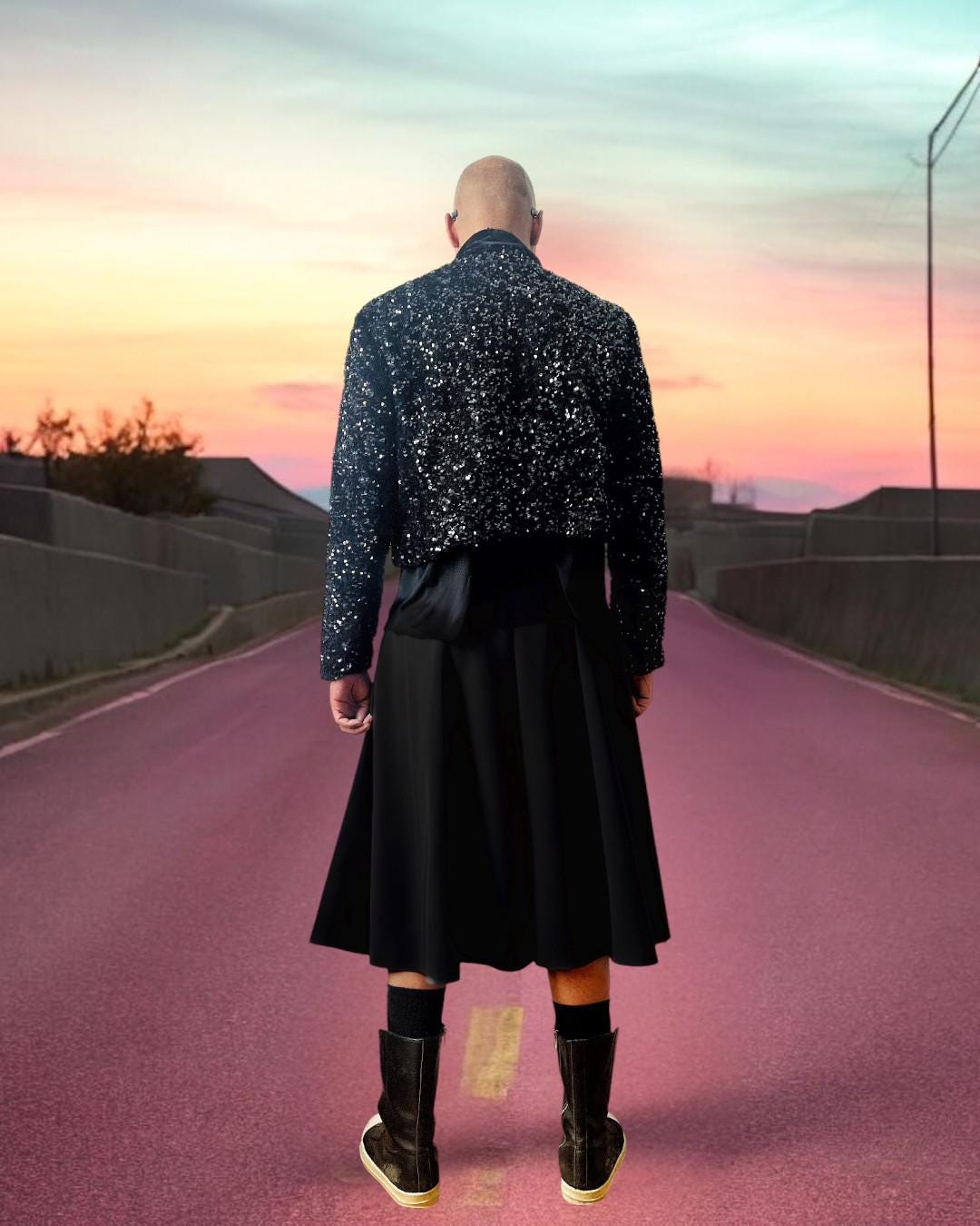 Linen Kilt Black, Simple Skirt for Men, Men Flared Skirt, Pleated Skirt ...