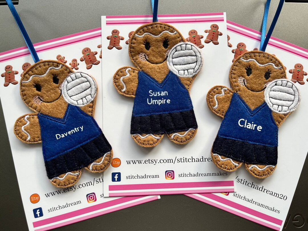 Handmade Personalised Felt Gingerbread Netball Player Person - Etsy UK
