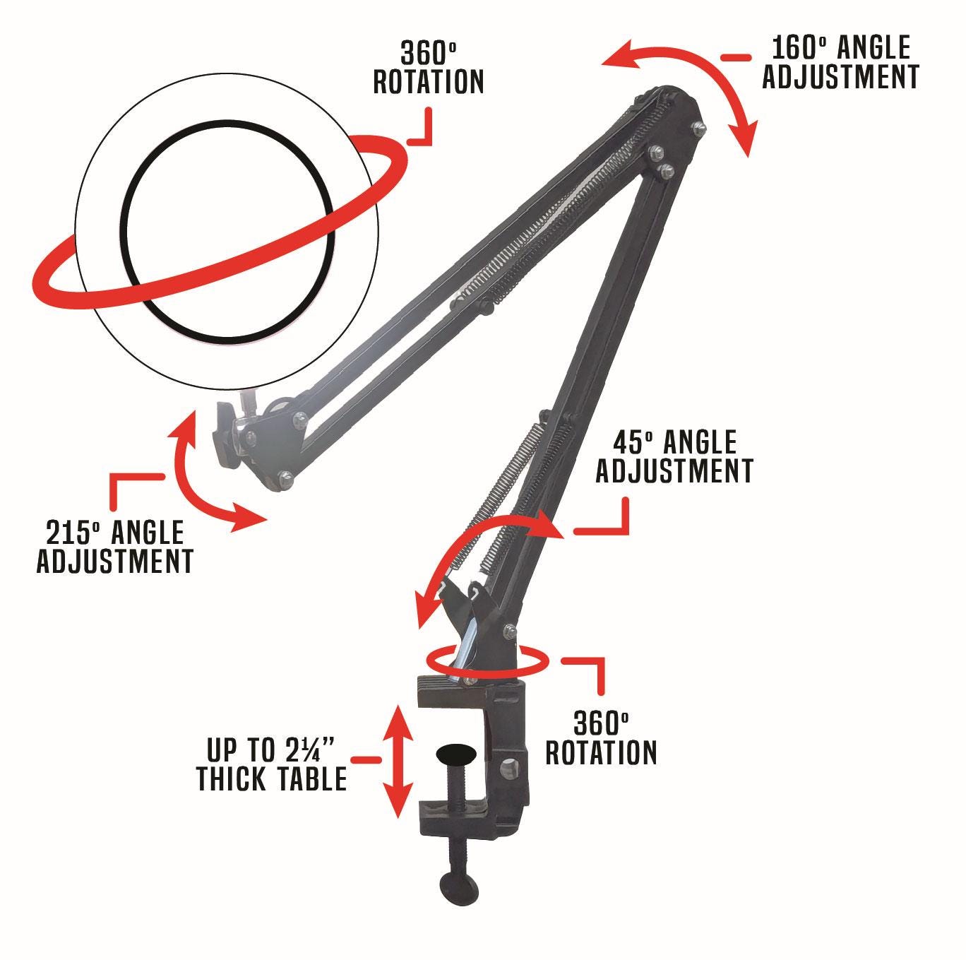 4" LED Magnifying Lamp: Black Swing Arm Crafting Light With Clamp - Etsy