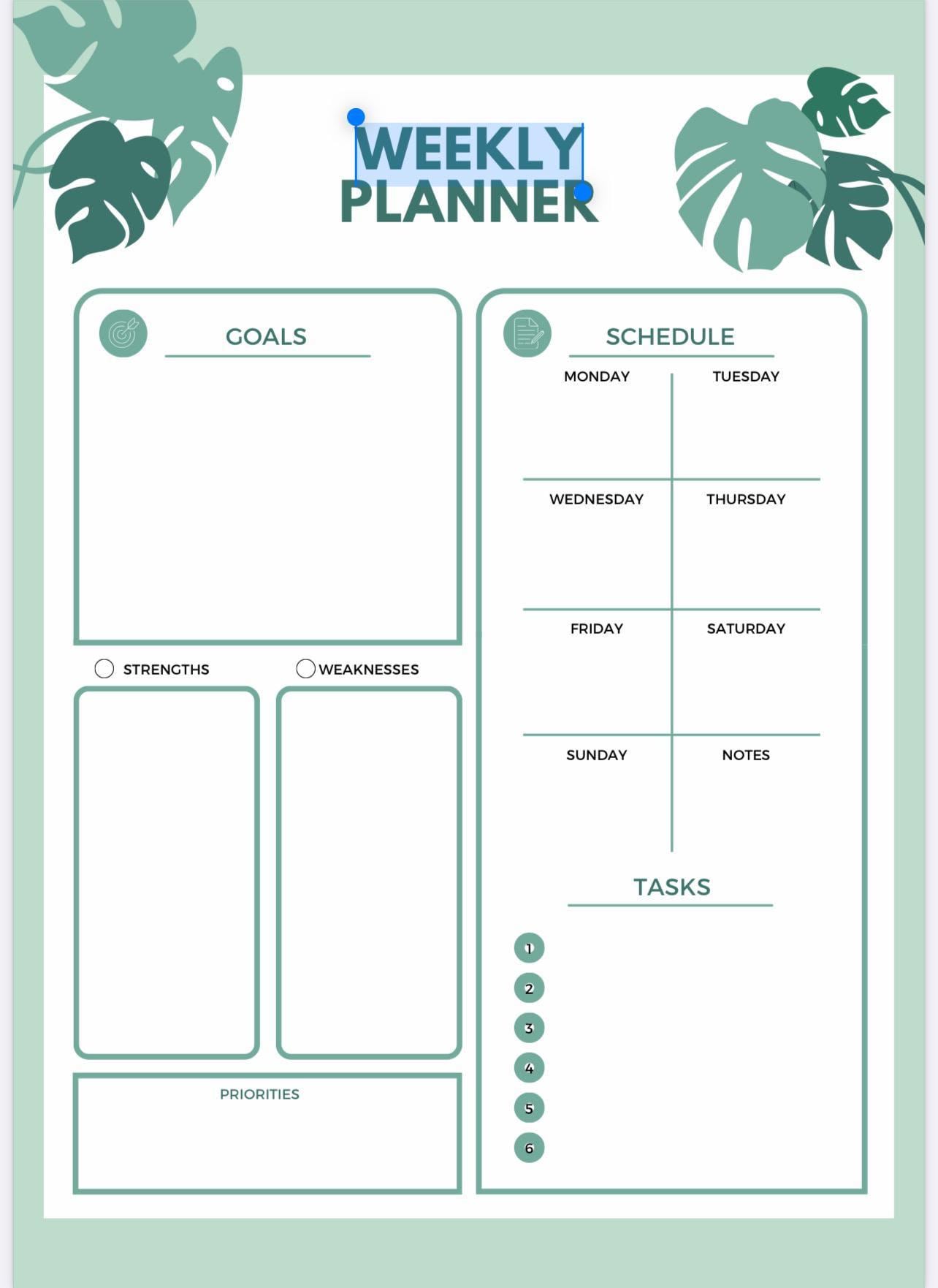 Printable Weekly Planner Page - Etsy